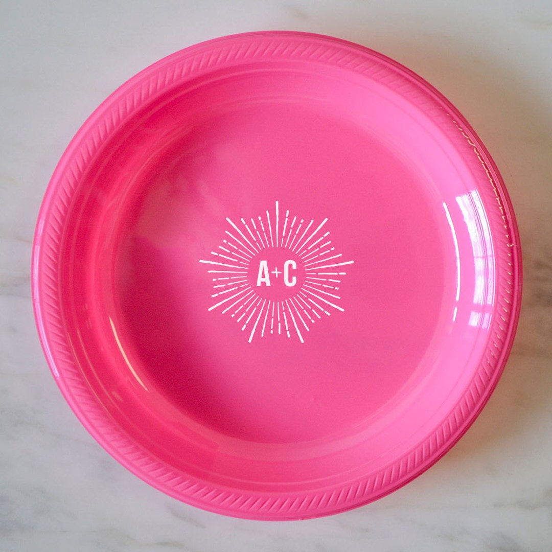 Custom Starburst Initials Plastic Plates, Monogrammed Party Plated ...
