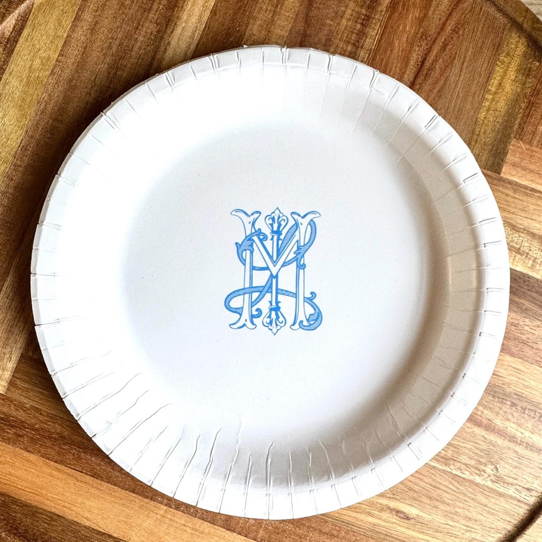 Custom Interlocking Wedding Paper Plates, Monogrammed Party Plate ...