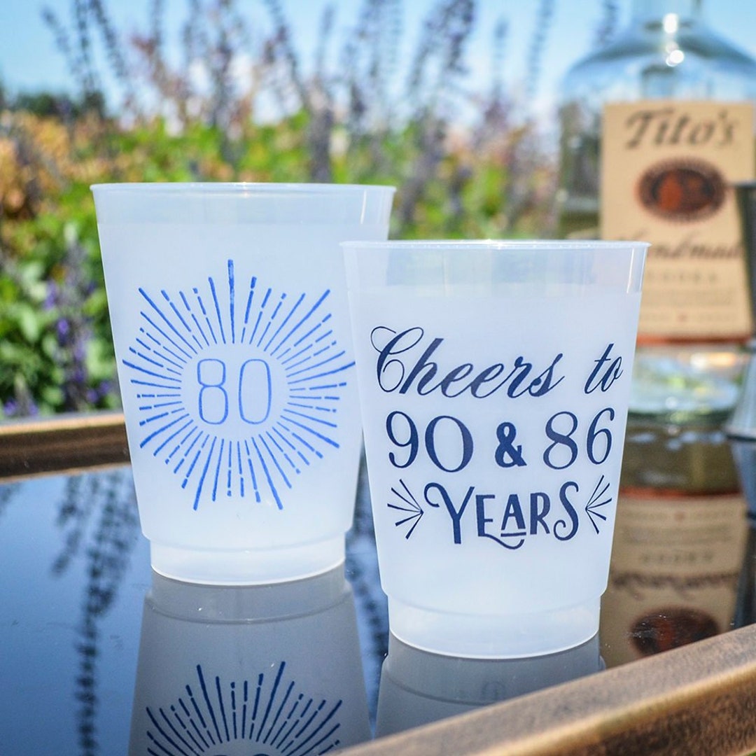 Personalized 80th Birthday Plastic Party Cups, 90th Birthday, Custom ...