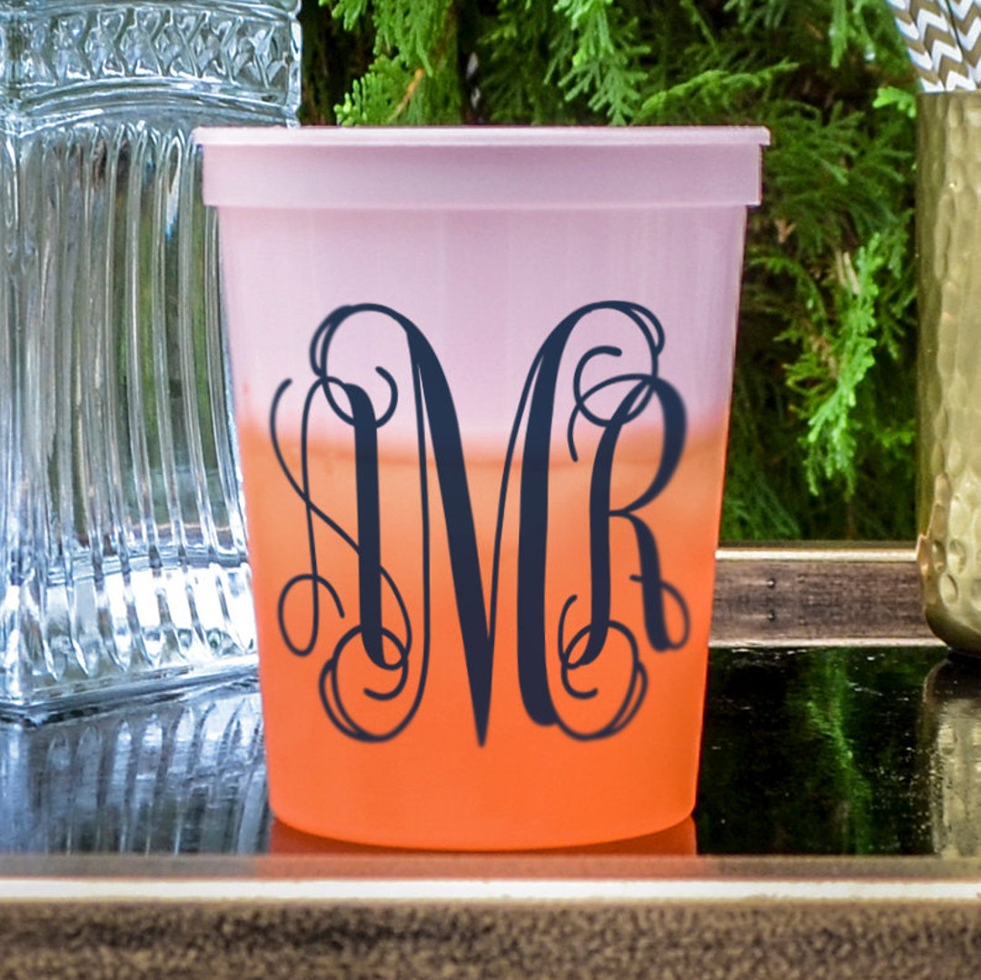Custom Monogram Color Changing Plastic Stadium Cups, Personalized ...