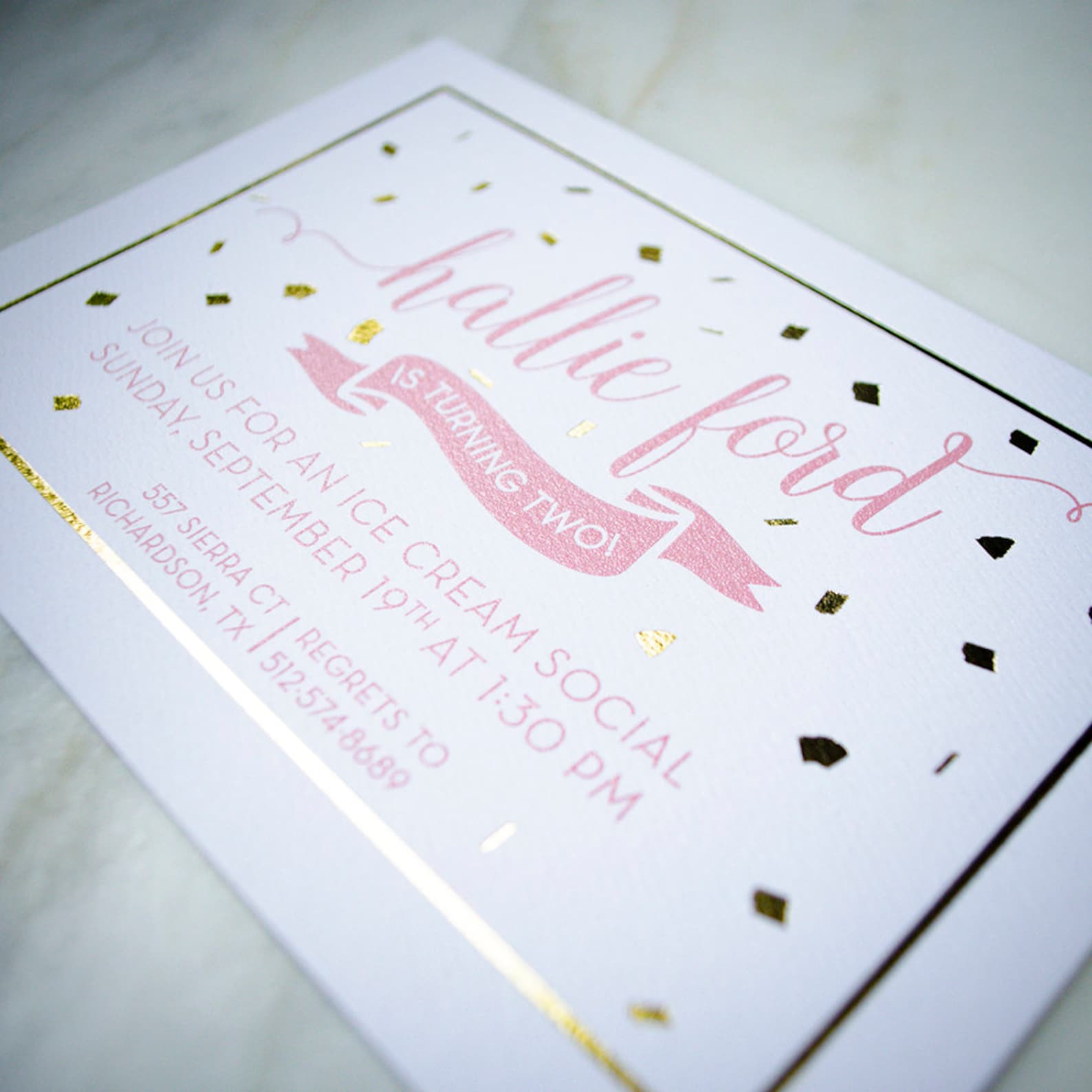 Custom Gold Foil Invitations Ice Cream Social Kid's - Etsy