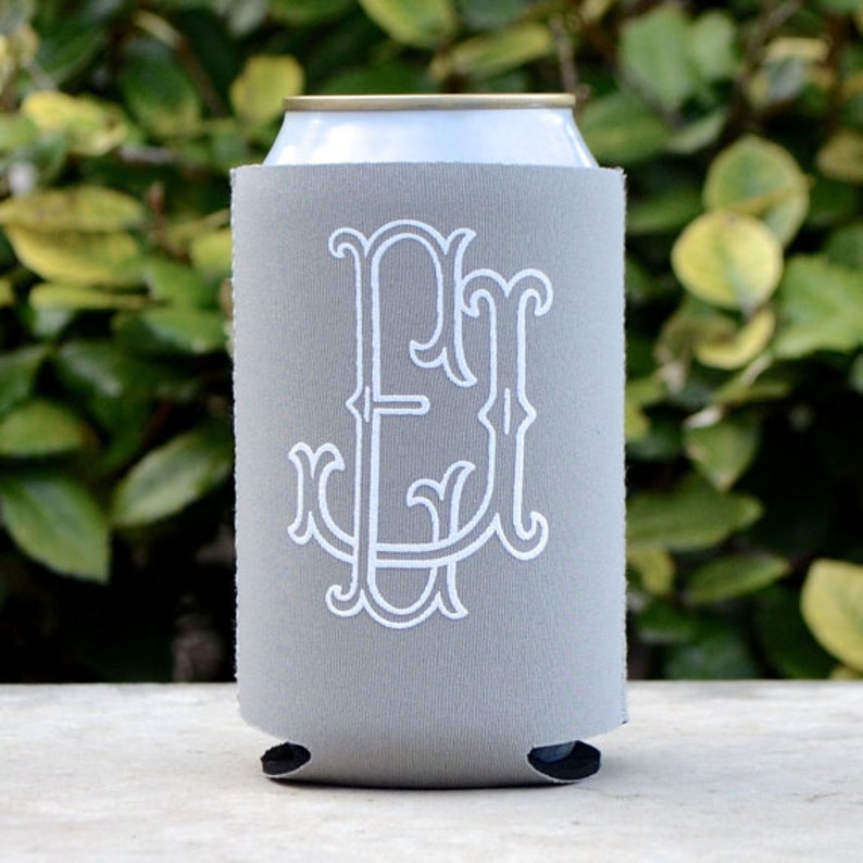 Interlocking Monogram Can Coolers Custom Wedding Favors - Etsy