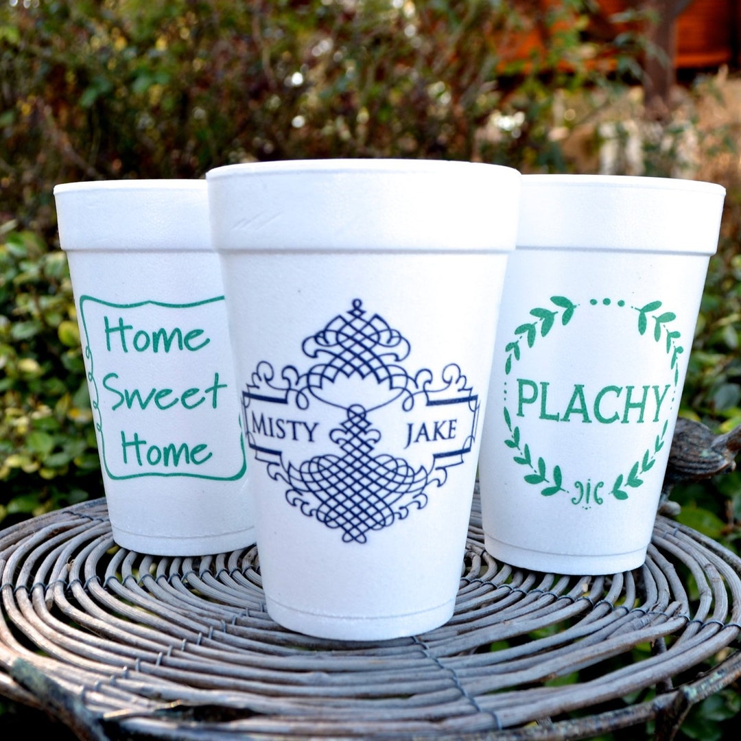 Personalized Border Styrofoam Cups, Custom Wedding Cups, Printed Foam ...