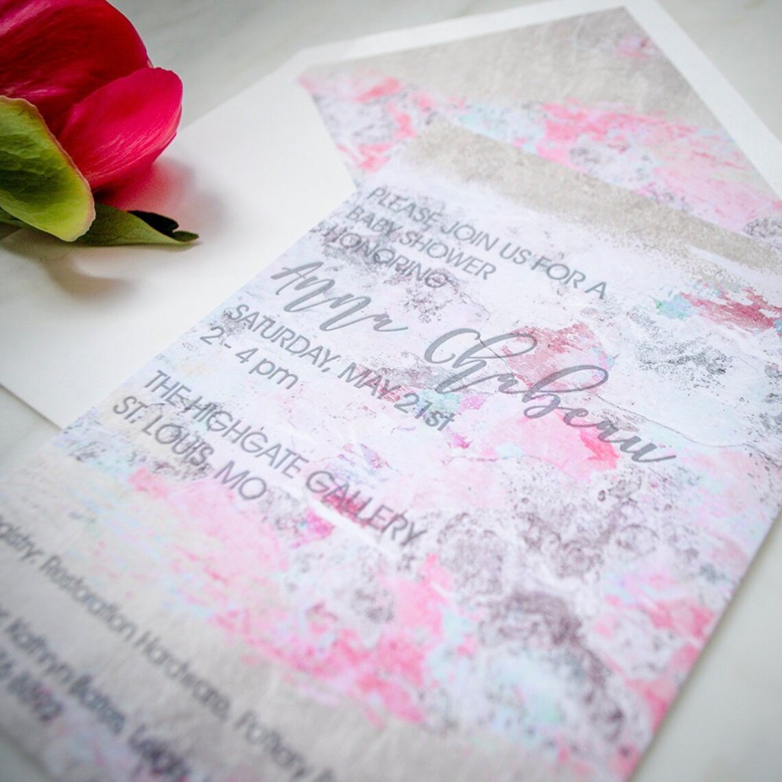 Full Color Letterpress Invitations, Personalized Agate Baby Sprinkle ...
