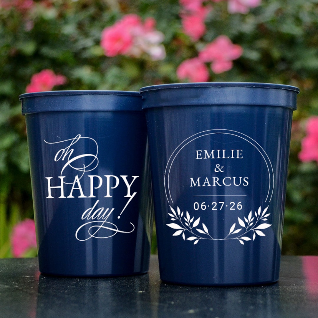 Custom Navy Stadium Cups, Personalized Plastic Stadium Cups, Plastic ...