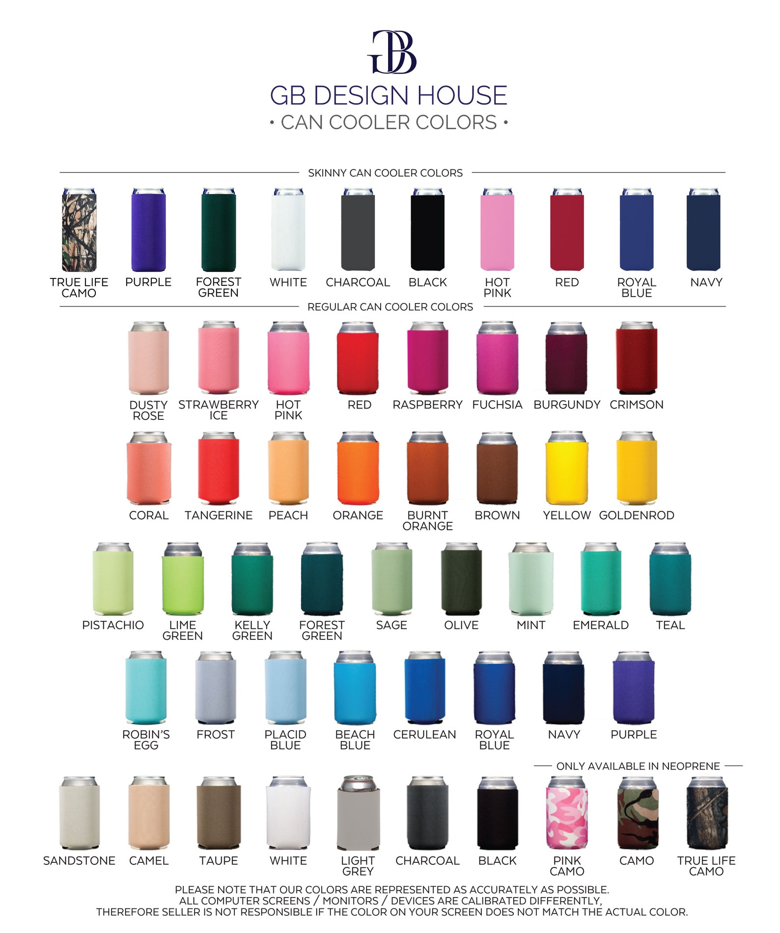 Custom Gold Monogram Can Coolers, Monogrammed Wedding Favor, Neoprene ...