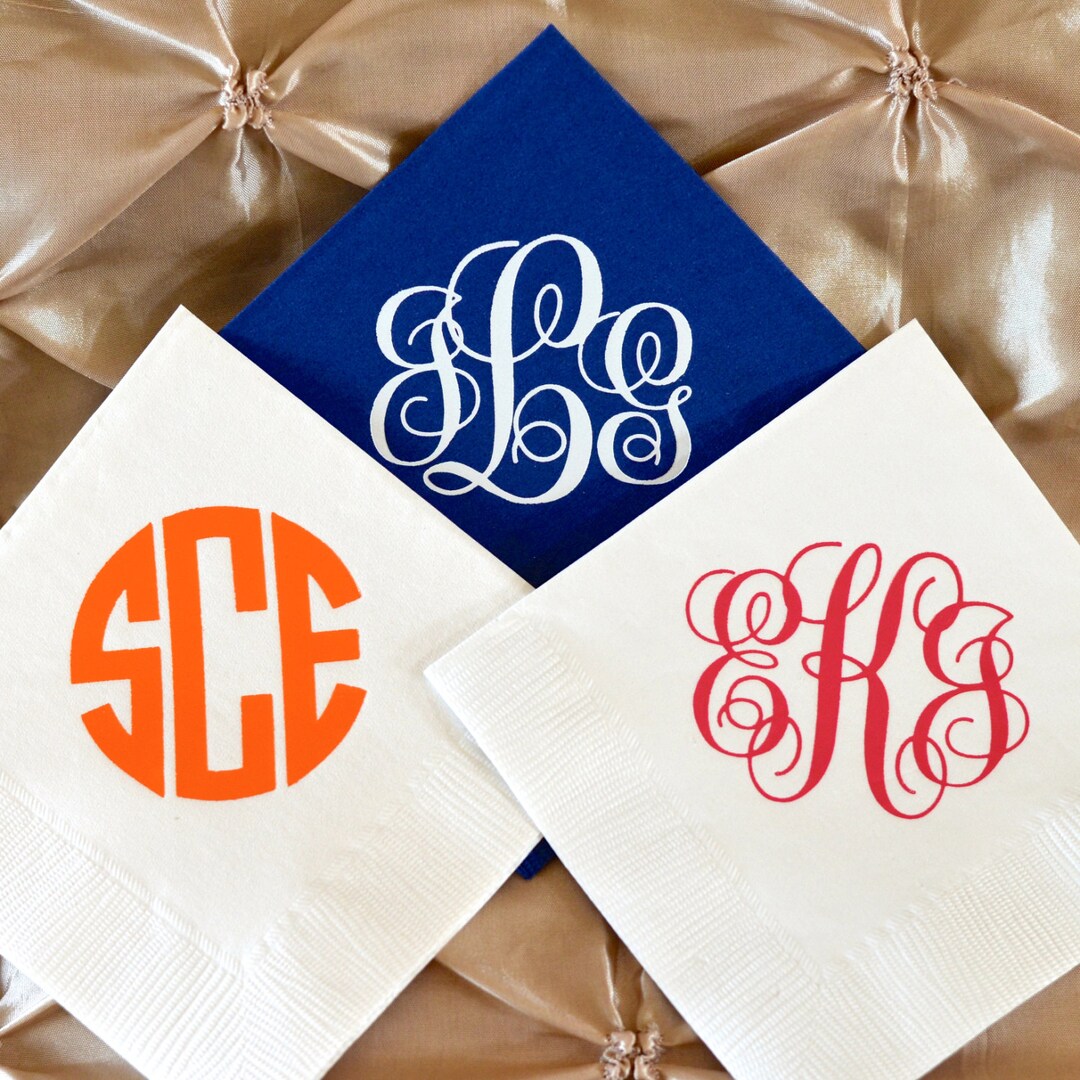 Personalized Monogram Wedding Napkins, Custom Napkins, Monogrammed ...