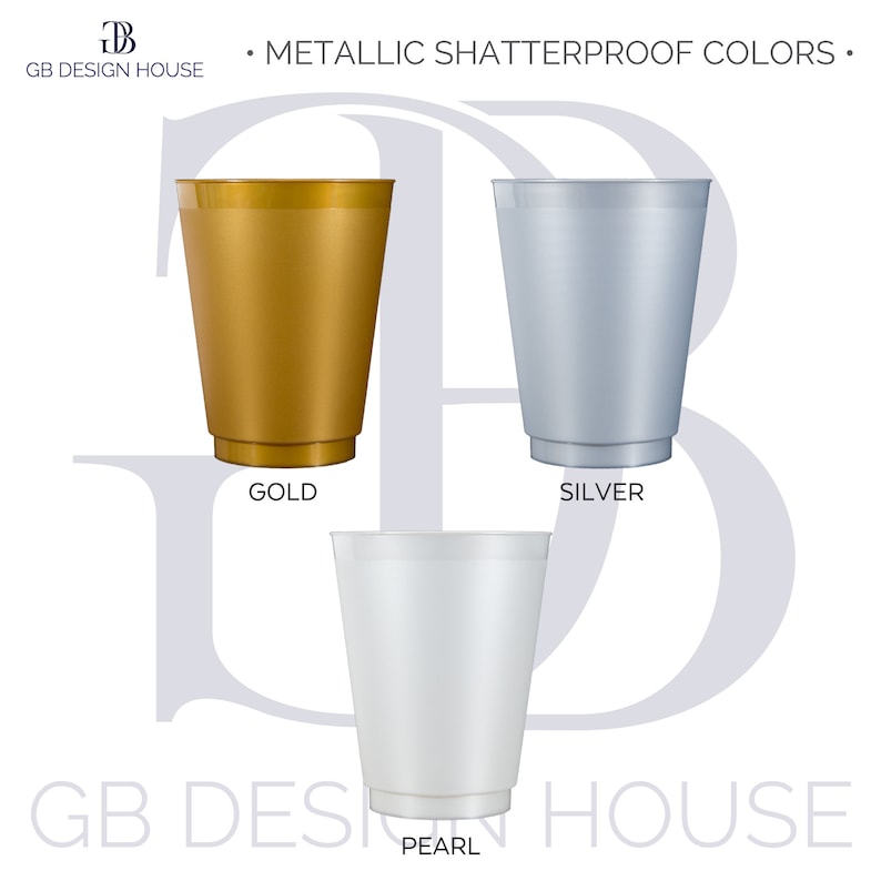 Metallic Shatterproof Cups Gold Party Cups Silver Printed | Etsy