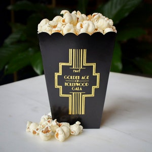 Custom Popcorn Party Favor Boxes, Hollywood Theme Party, Movie Night ...