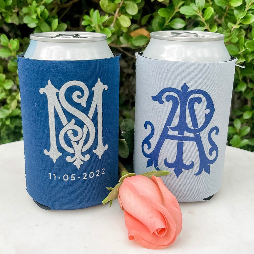 Custom Solid Duogram Can Coolers, Personalized Wedding Favor, Neoprene ...