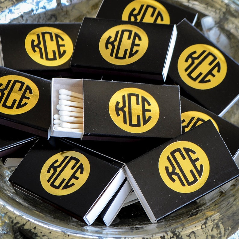 Monogram Wedding Matches Personalized Matchboxes Custom Gold - Etsy