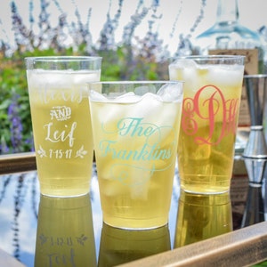 Single Initial Hard Plastic Cups, Personalized Wedding Cups, Custom ...