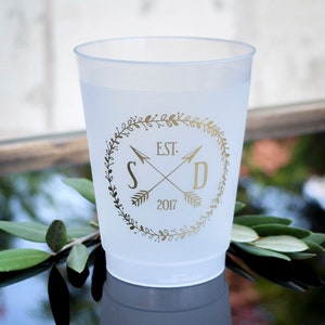 Vintage Monogram Wedding Cocktail Hour Cups, Interlocking Letters ...