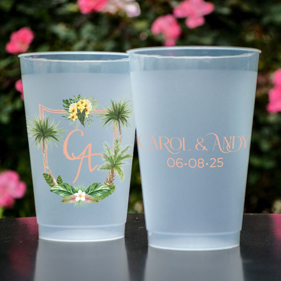 Full Color Palm Tree Crest Shatterproof Cups, Custom Tropical Crest ...