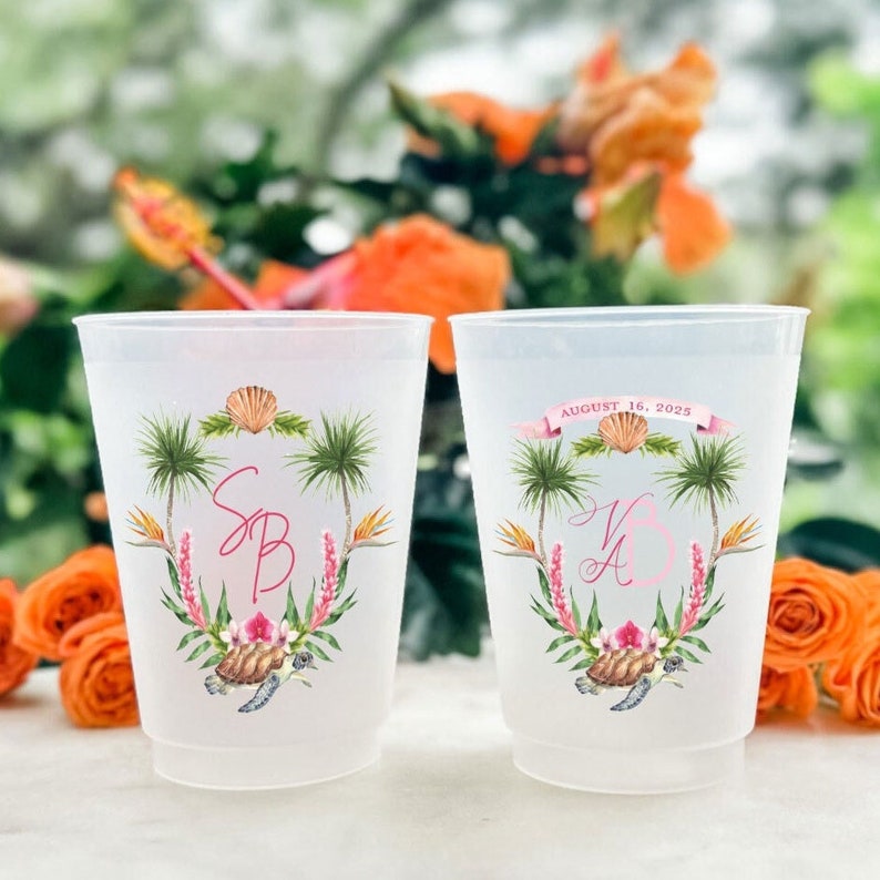 Custom Tropical Turtle Crest Shatterproof Cups, Custom Full Color Cups ...