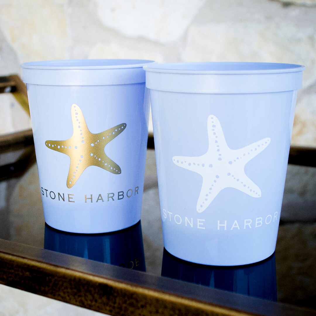 Custom Starfish Cups, Plastic Party Cups, Beach House Cups, Nautical ...