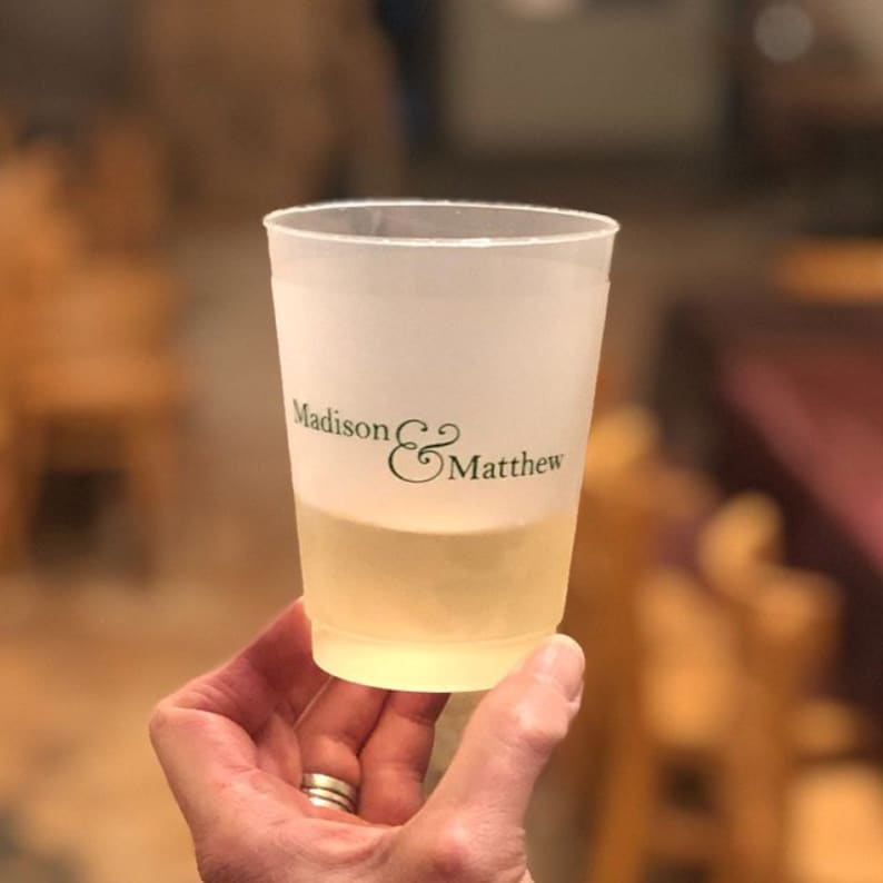 Custom Last Name Frosted Plastic Cups, Monogrammed Wedding Cups ...
