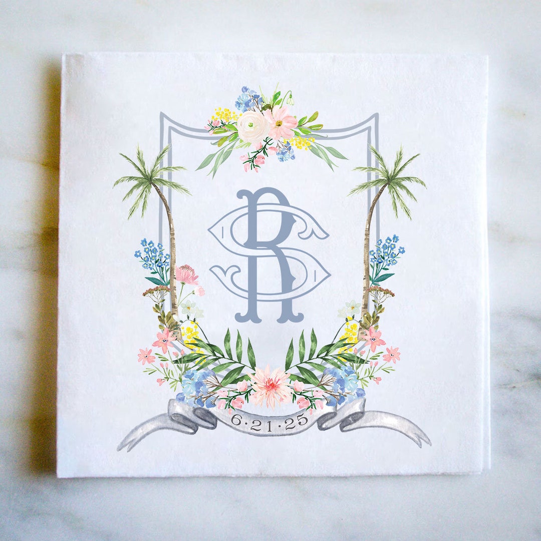 Custom Pastel Tropical Crest Full Color Napkins, 3ply Full Color ...