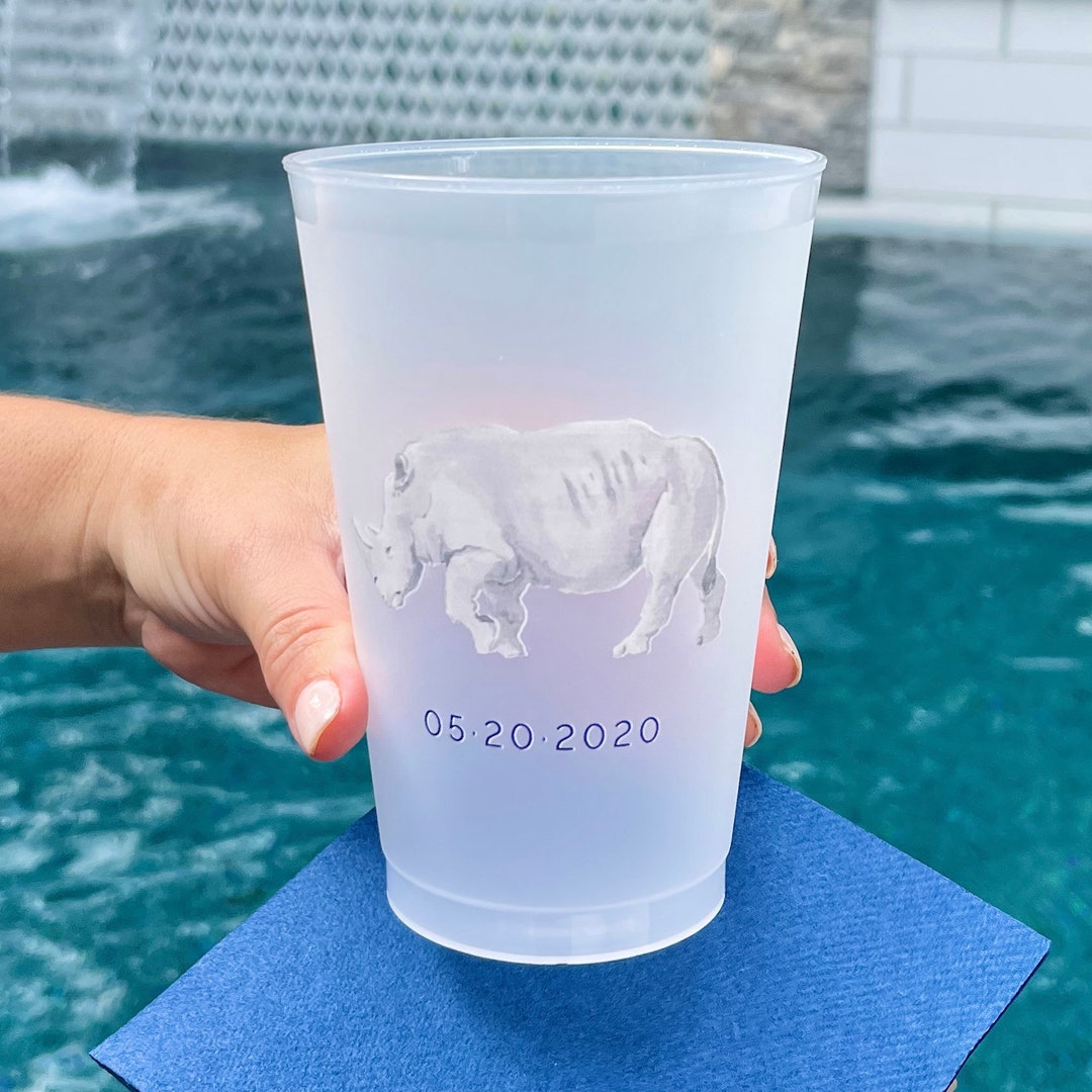 Custom Watercolor Rhino Shatterproof Cups, Personalized Full Color ...