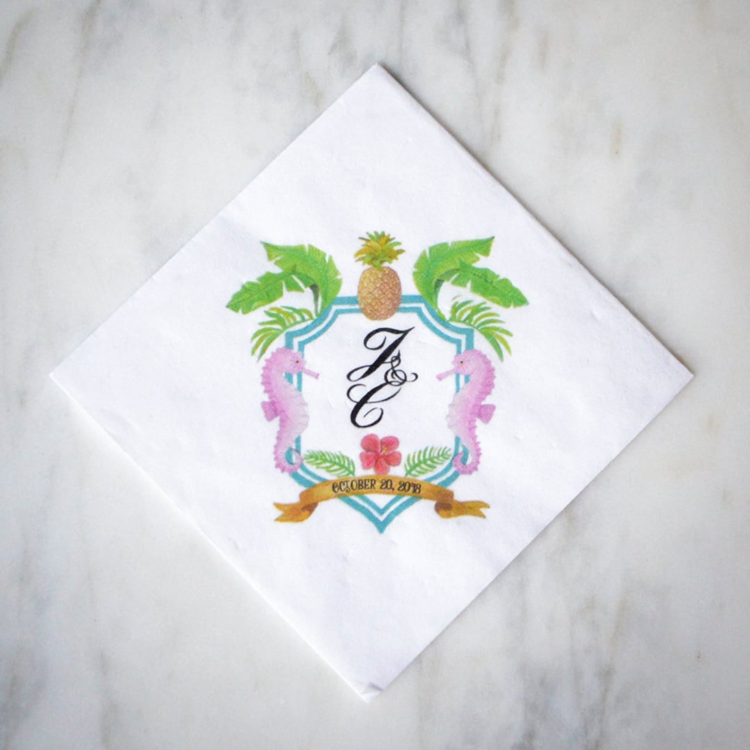 Full Color Wedding Napkins, Custom Cocktail Napkins, Party Napkins ...