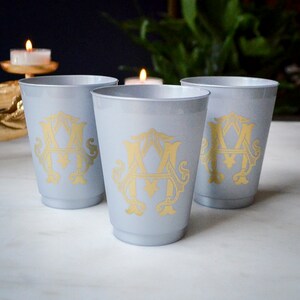 Custom Gold Cups, Monogrammed Wedding Cups, Metallic Shatterproof Cups ...