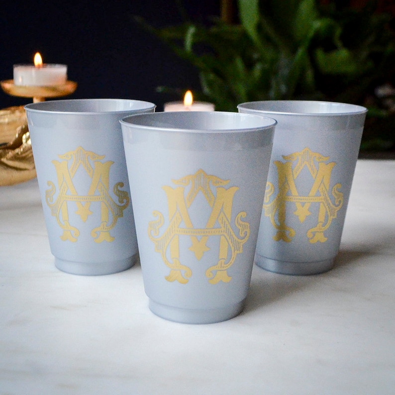 Custom Gold Cups Monogrammed Wedding Cups Metallic | Etsy