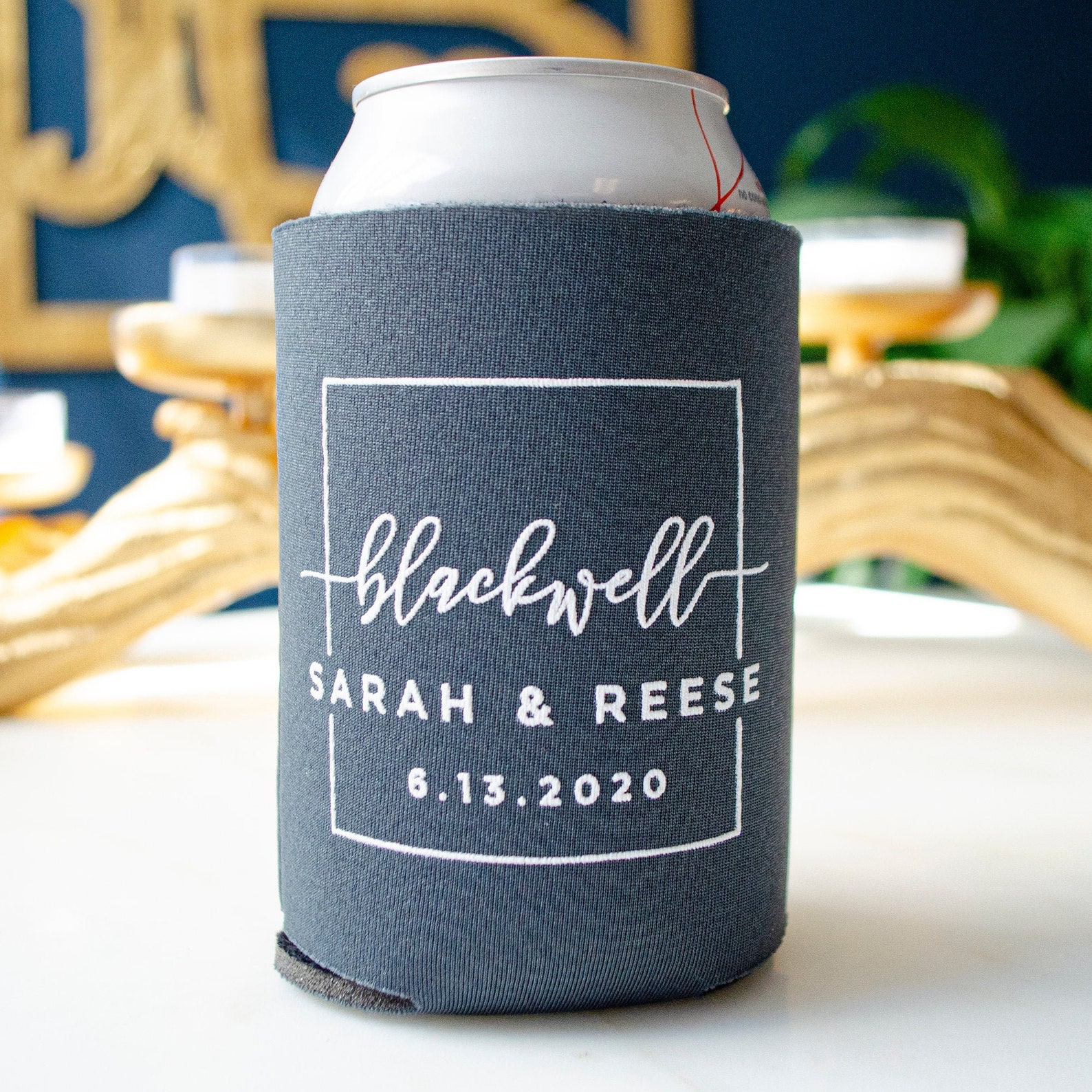 Modern Logo Can Coolers, Custom Printed Can Huggers, Engagement Party ...