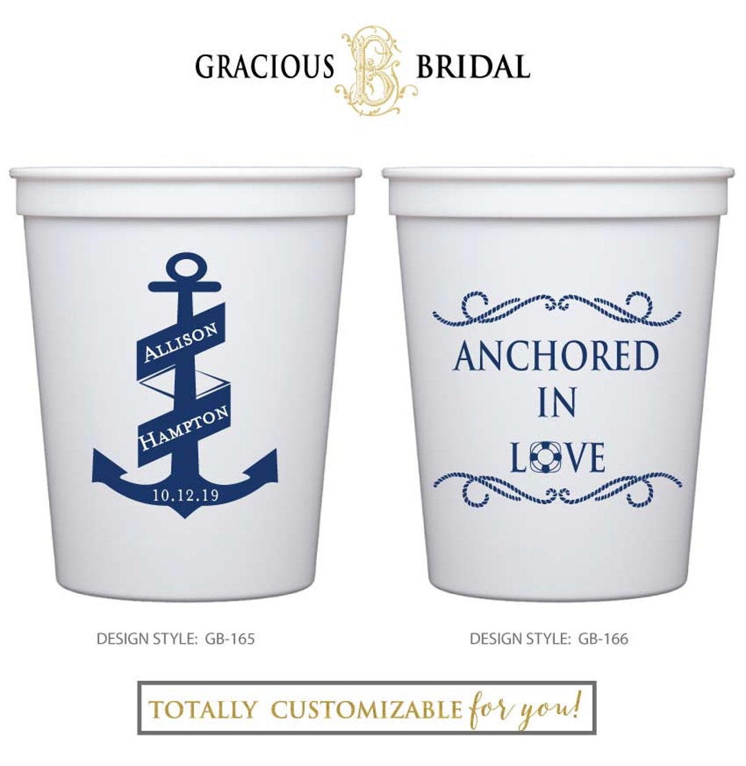 Anchor Wedding Stadium Cups, Anchored in Love Wedding Cups ...