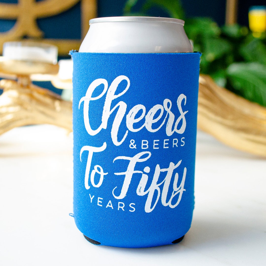 Cheers & Beers to 50 Years Custom Can Coolers, 50th Birthday Party ...