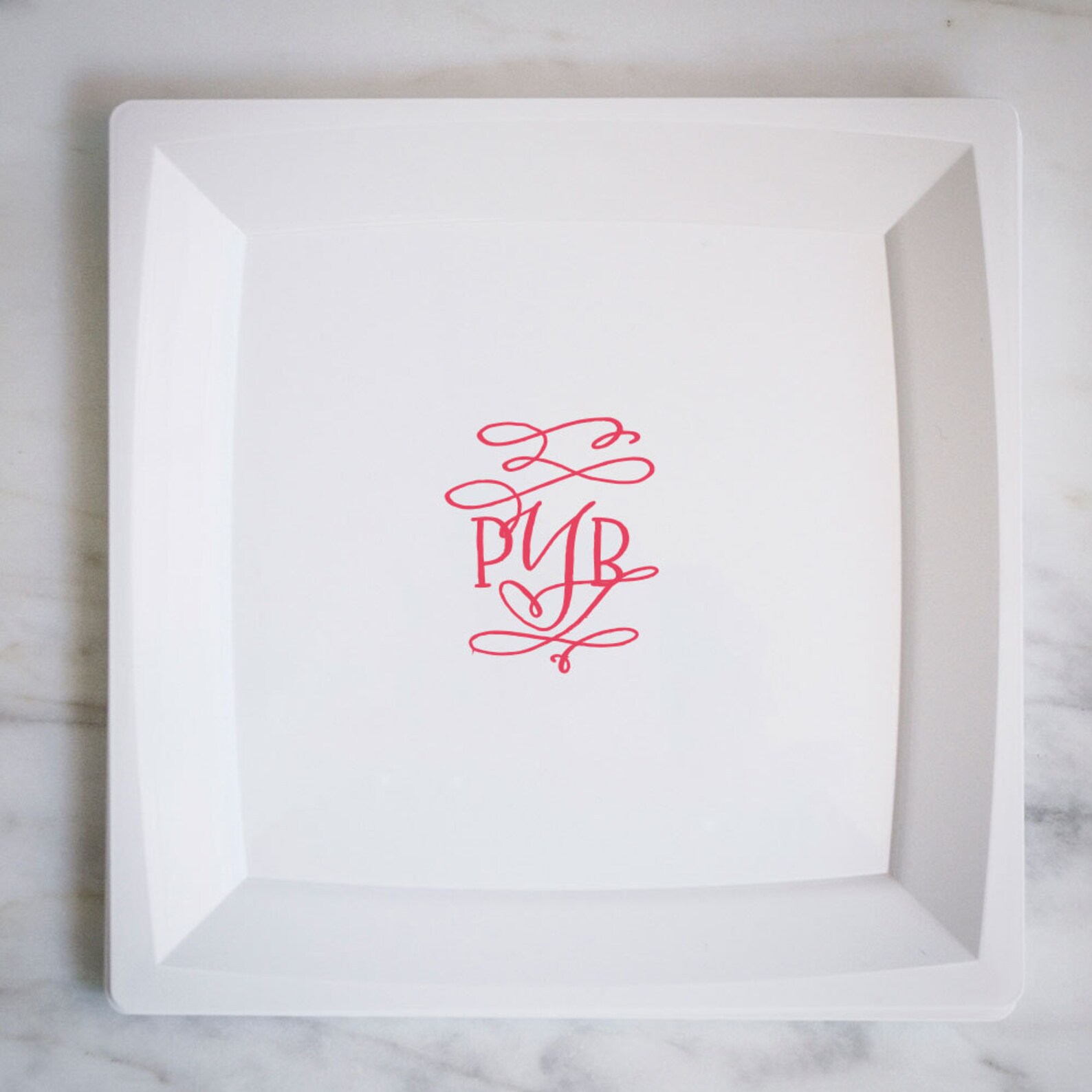 Personalized Monogram Square Plastic Plates Custom Printed - Etsy