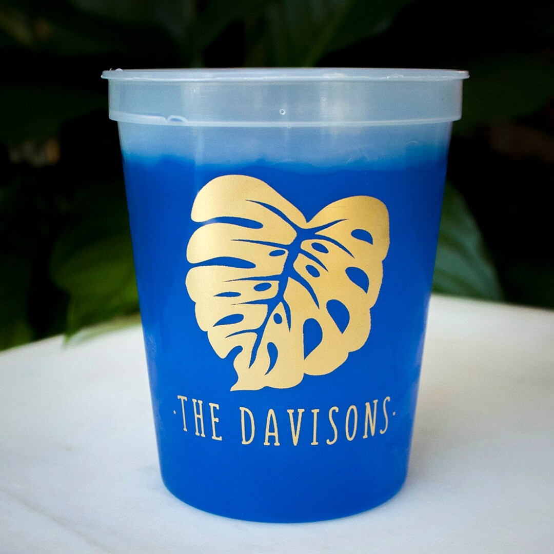 Personalized Tropical Theme Color Changing Plastic Cups, Personalized ...