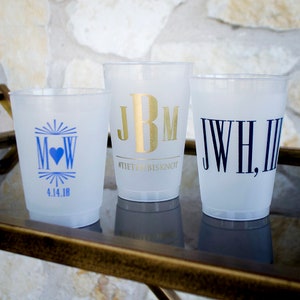 Custom Monogram Shatterproof Party Cups, Personalized Wreath Border ...