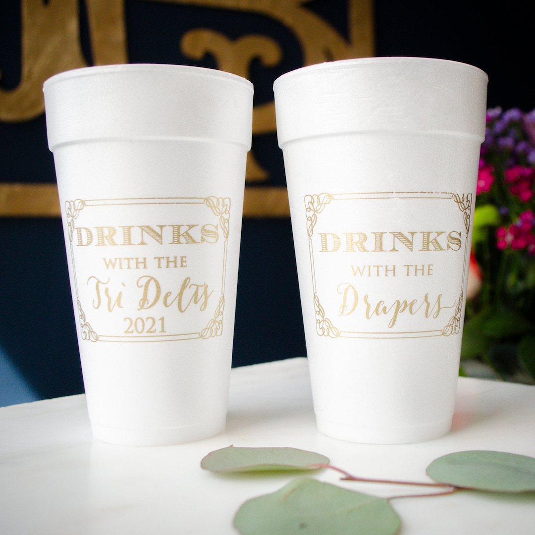 Custom Printed Foam Cups, Wedding Reception Cups, Couple's Shower Decor ...