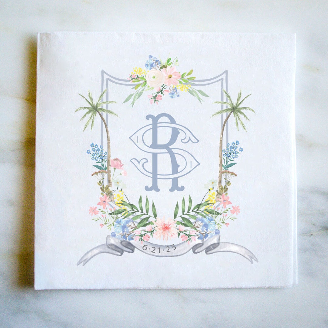 Custom Pastel Tropical Crest Full Color Napkins, 3ply Full Color ...