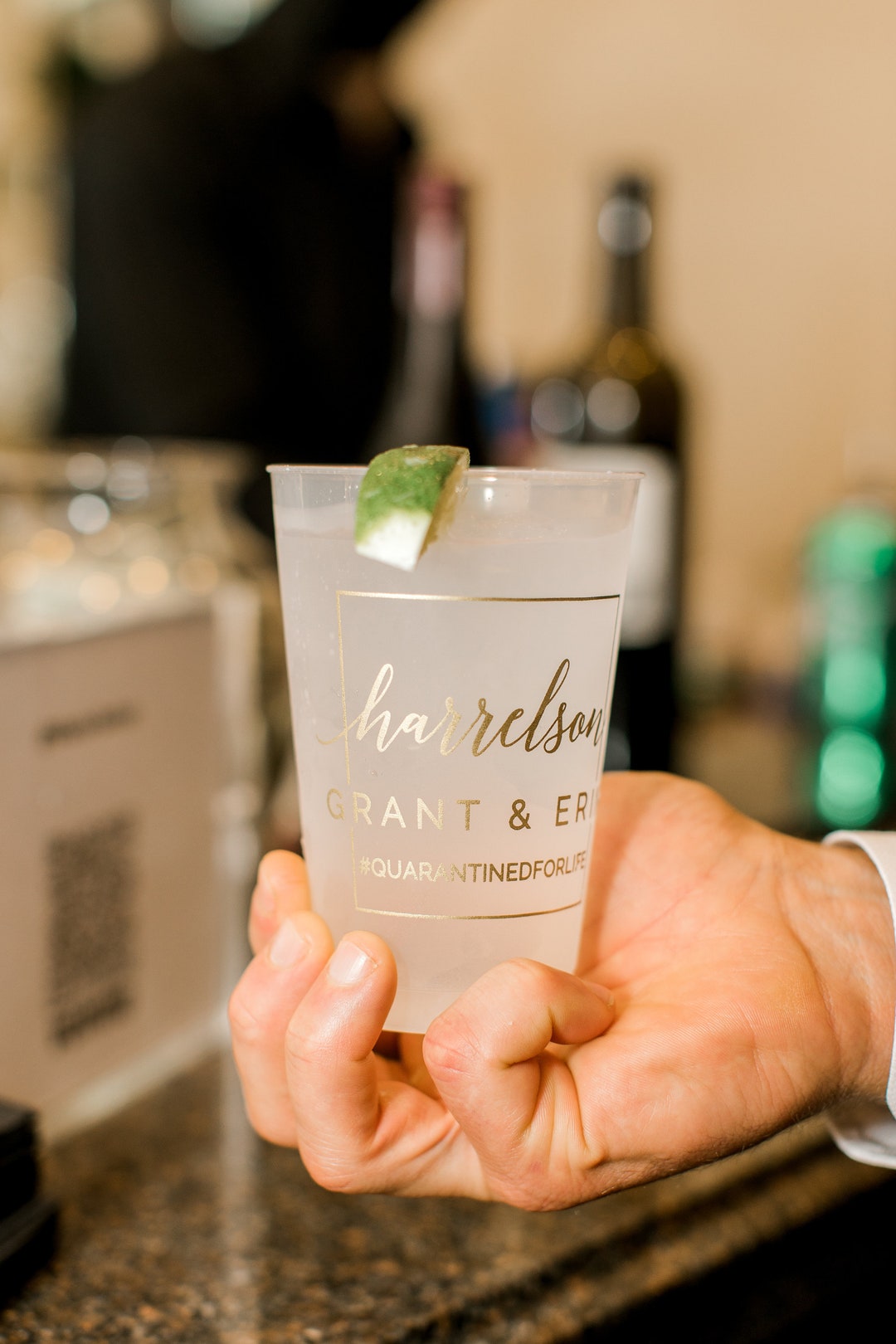 Custom Wedding Reception Bar Frosted Cups, Personalized Shatterproof ...