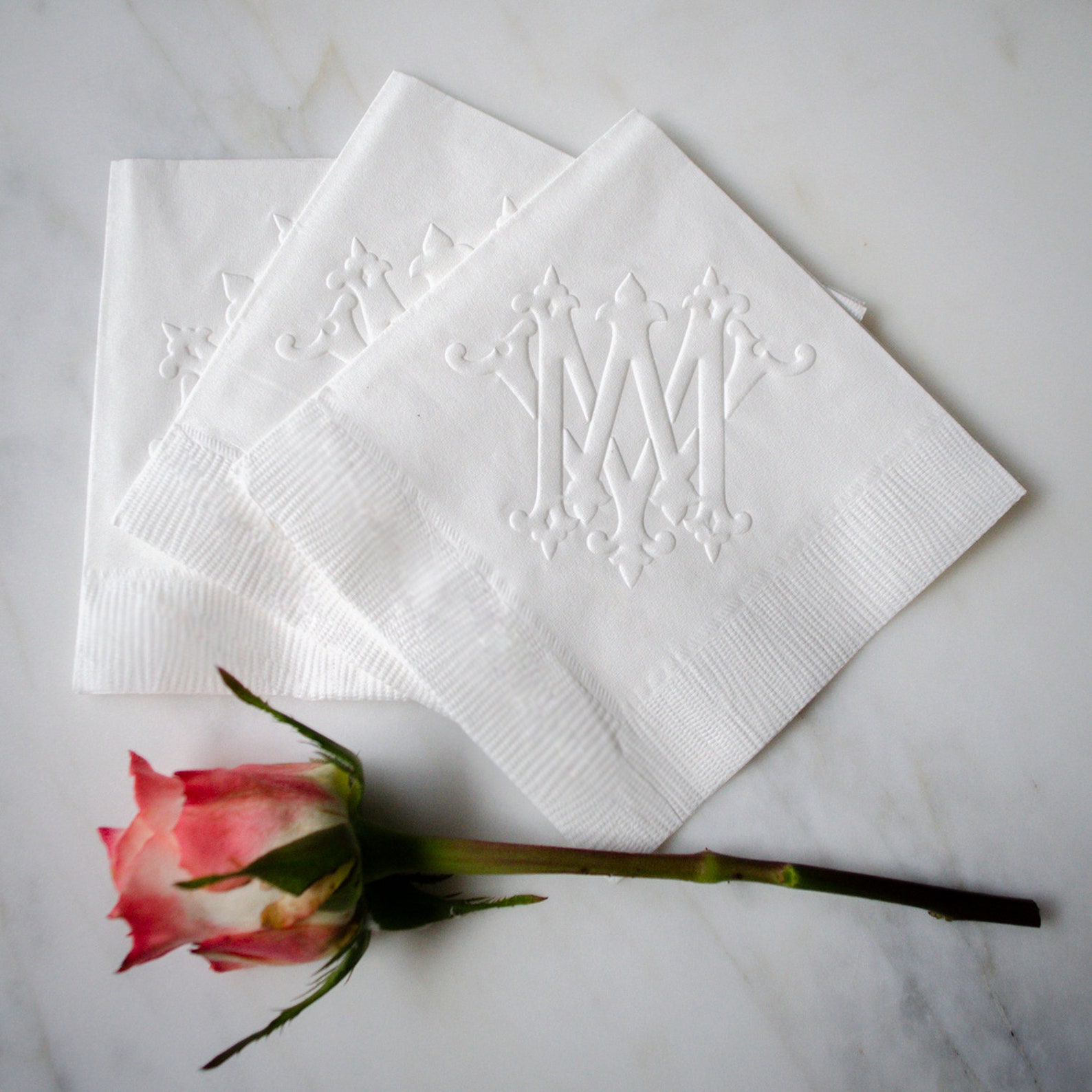 Embossed Wedding Monogram 3 Ply Napkins, Monogrammed Napkins, Beverage ...
