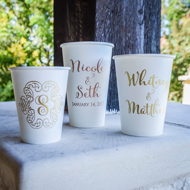 Custom Monogram Paper Coffee Cups Personalized Paper Cups - Etsy