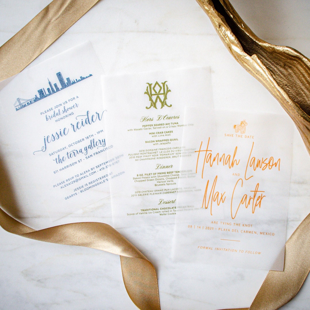 Personalized Vellum Wedding Invitations, Translucent Monogrammed ...