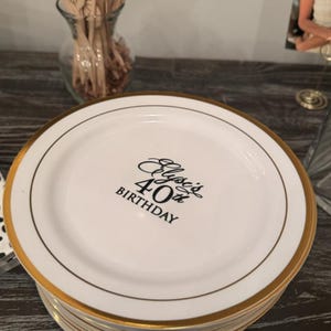 Reusable Monogrammed Premium Plastic Plates With Metallic Trim, Custom ...