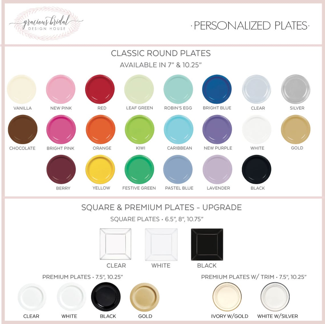 Custom Printed Plastic Party Plates Personalized Printed | Etsy