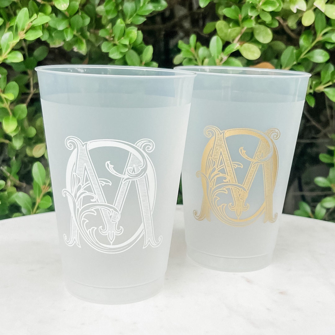 Custom Vintage Interlocking Monogram Frost Flex Cups, Shatterproof ...