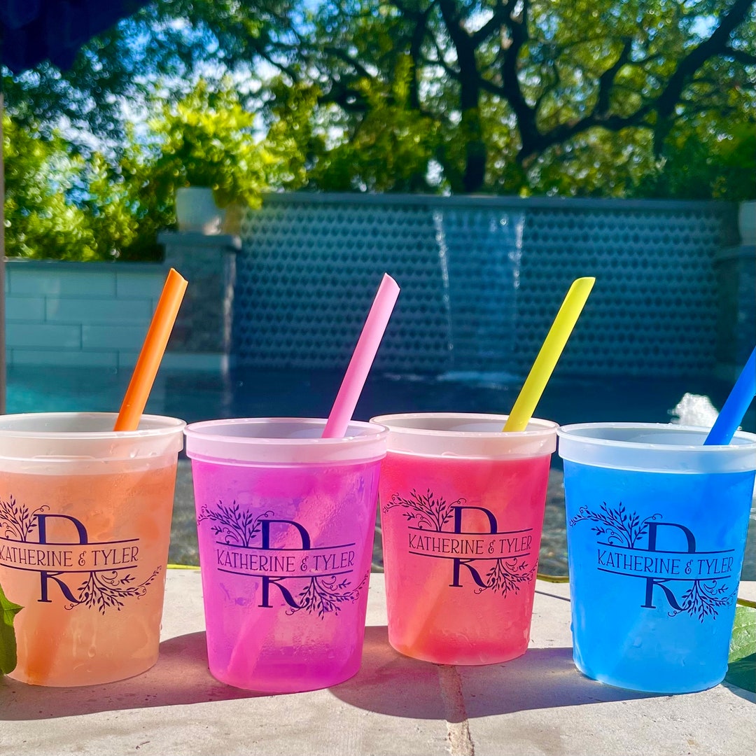 Custom Monogram Color Changing Cups, Custom Plastic Color Changing ...