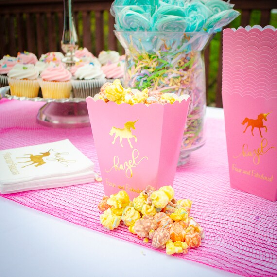 Unicorn Birthday Party Popcorn Boxes Popcorn Favor Boxes | Etsy