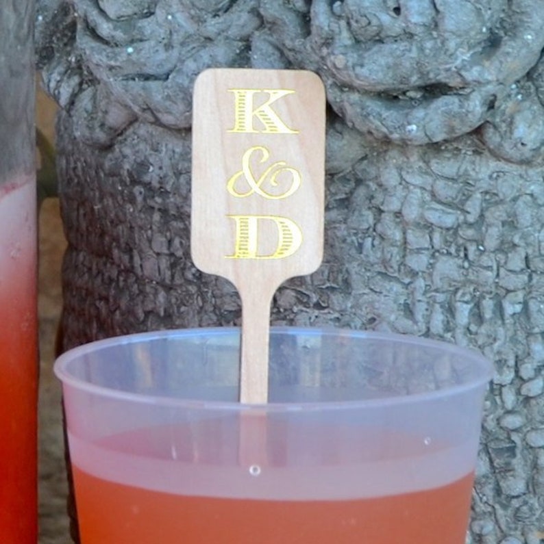 Custom Monogram Wooden Drink Swizzle Sticks Personalized | Etsy