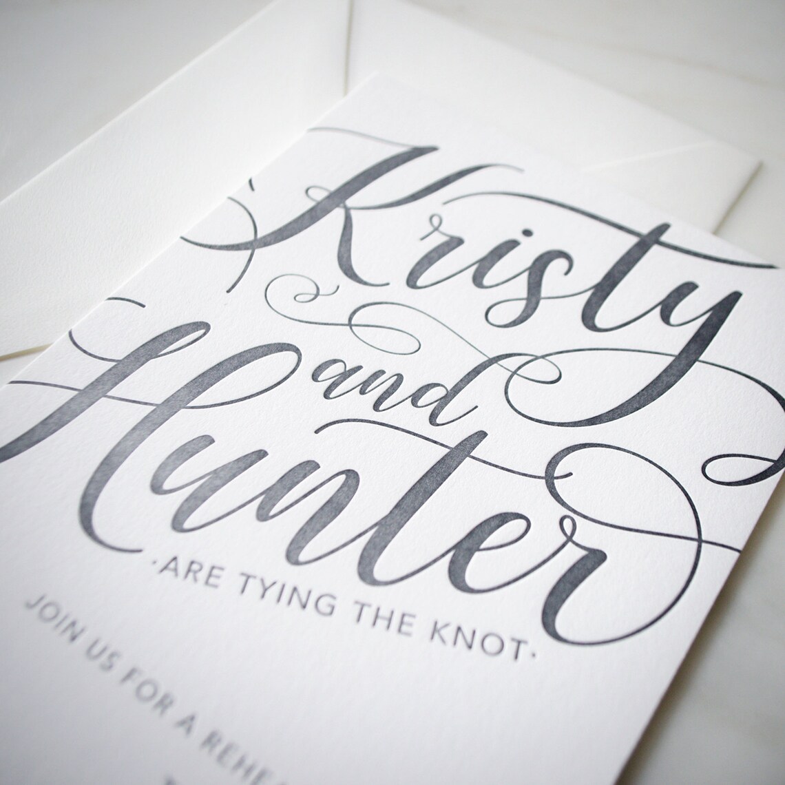 Large Script Letterpress Invitations Custom Rehearsal Dinner | Etsy