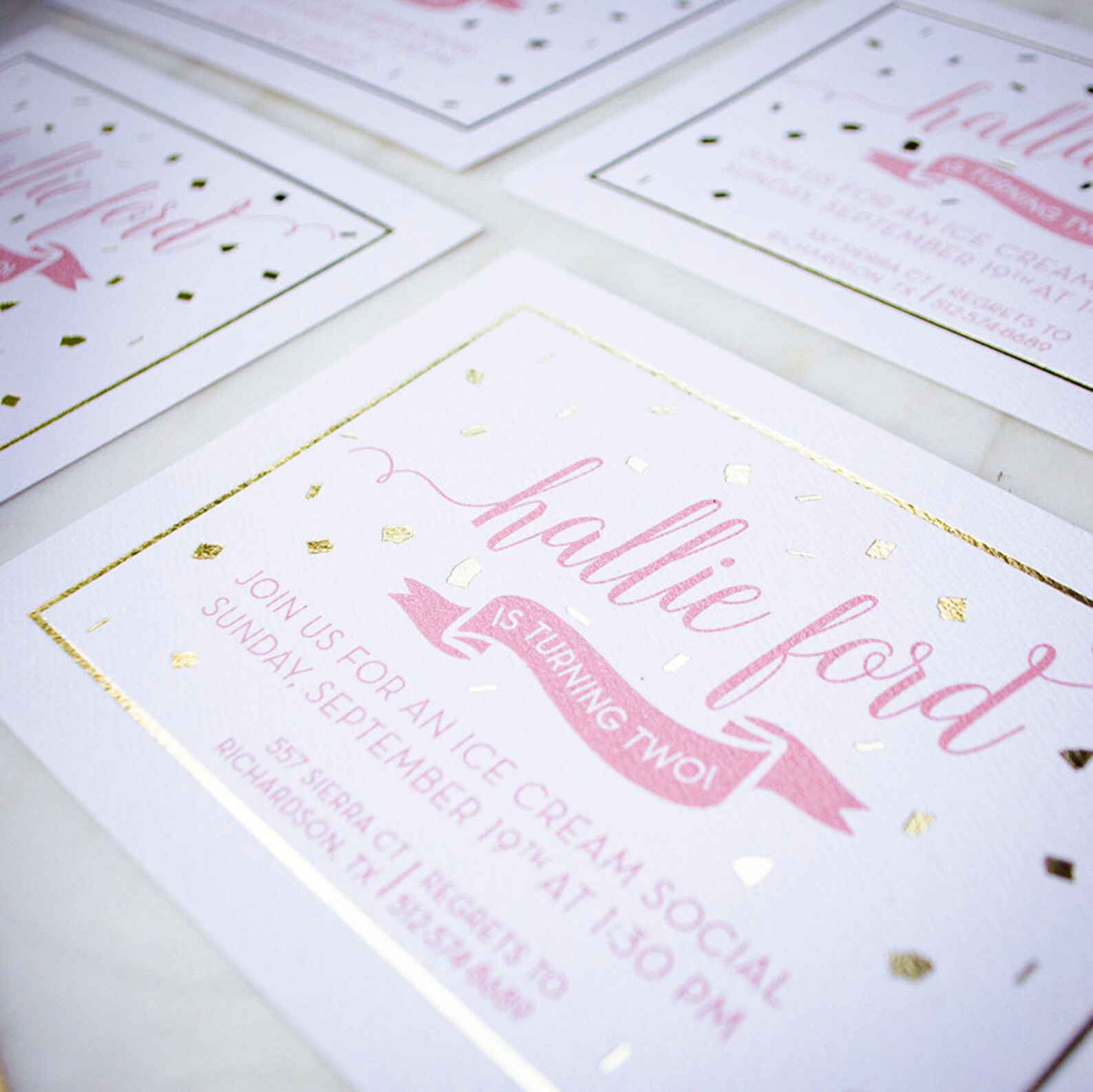 Custom Gold Foil Invitations Ice Cream Social Kid's - Etsy