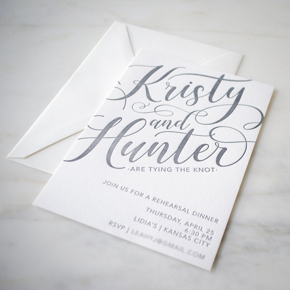 Large Script Letterpress Invitations Custom Rehearsal Dinner - Etsy
