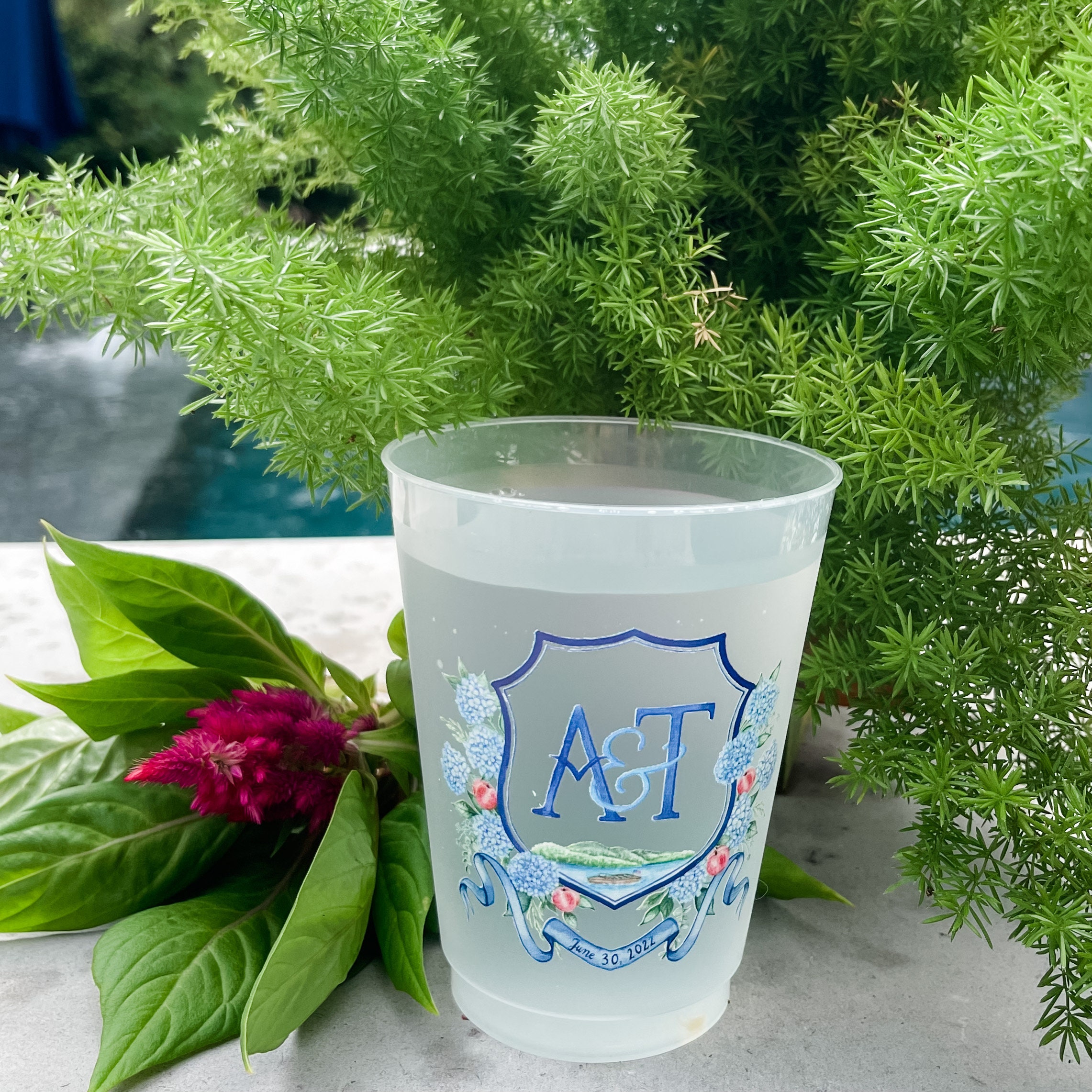 Custom Watercolor Crest Shatterproof Cups Full Color Wedding - Etsy