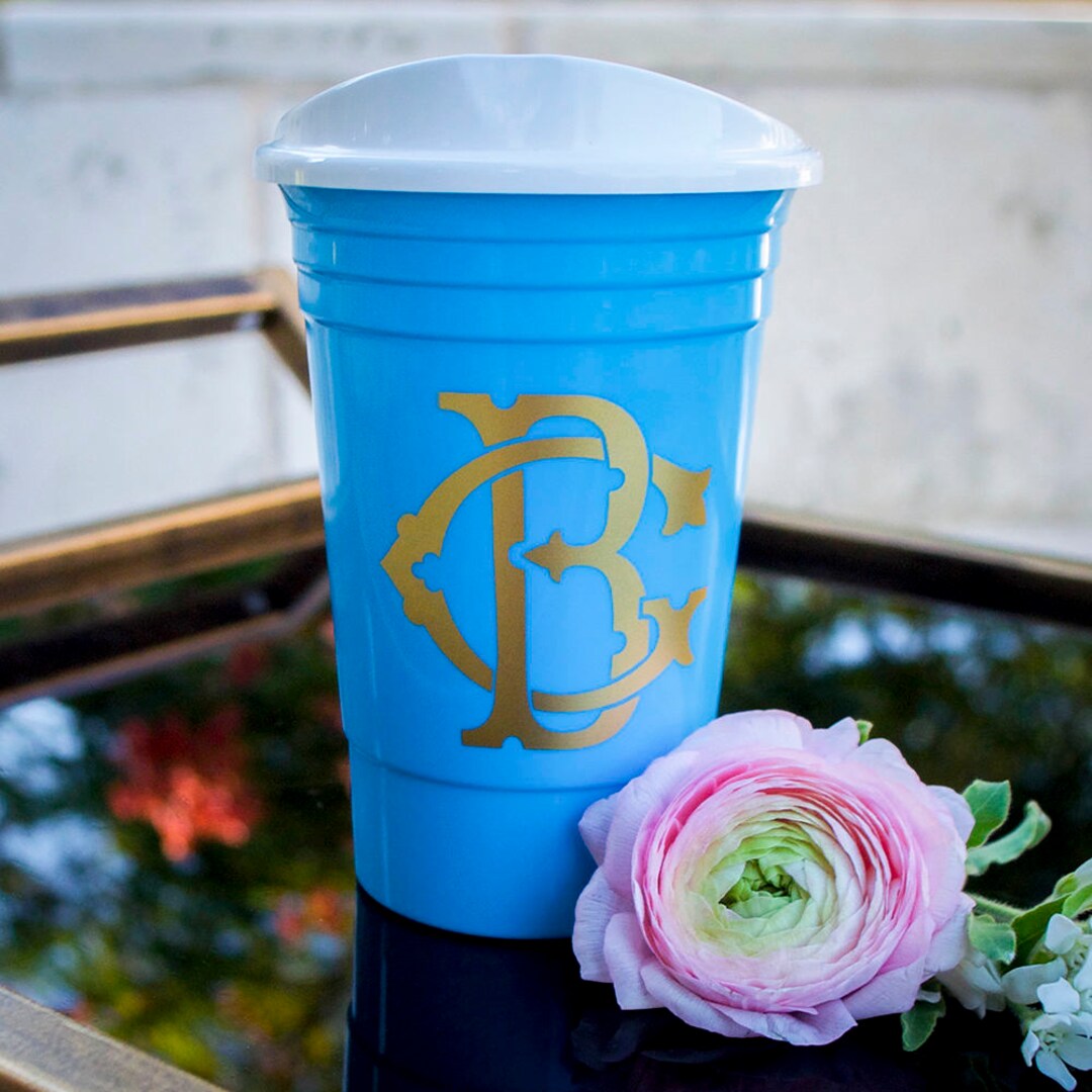 Monogrammed Double Walled Cup, Custom Reusable Plastic Tumbler, Custom ...
