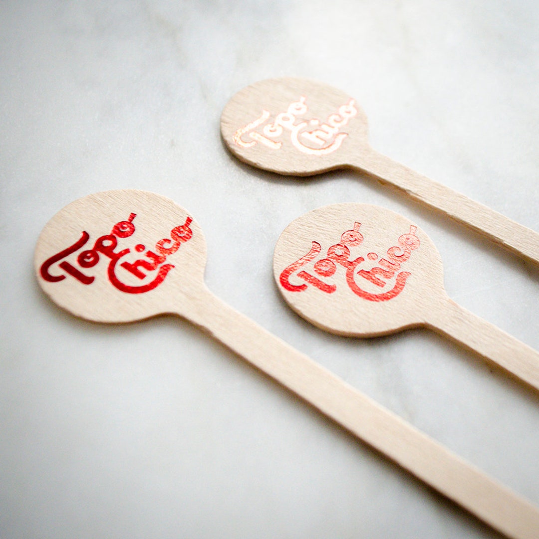 Foil Printed Wooden Stir Sticks, Custom Cocktail Stirrers, Company ...